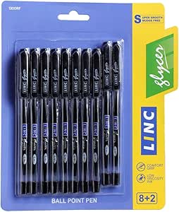 Amazon.com : Linc Glycer Smooth Ball Point Pen, Soft Grip, 1.00mm Tip, 10-Count, Black : Office ...