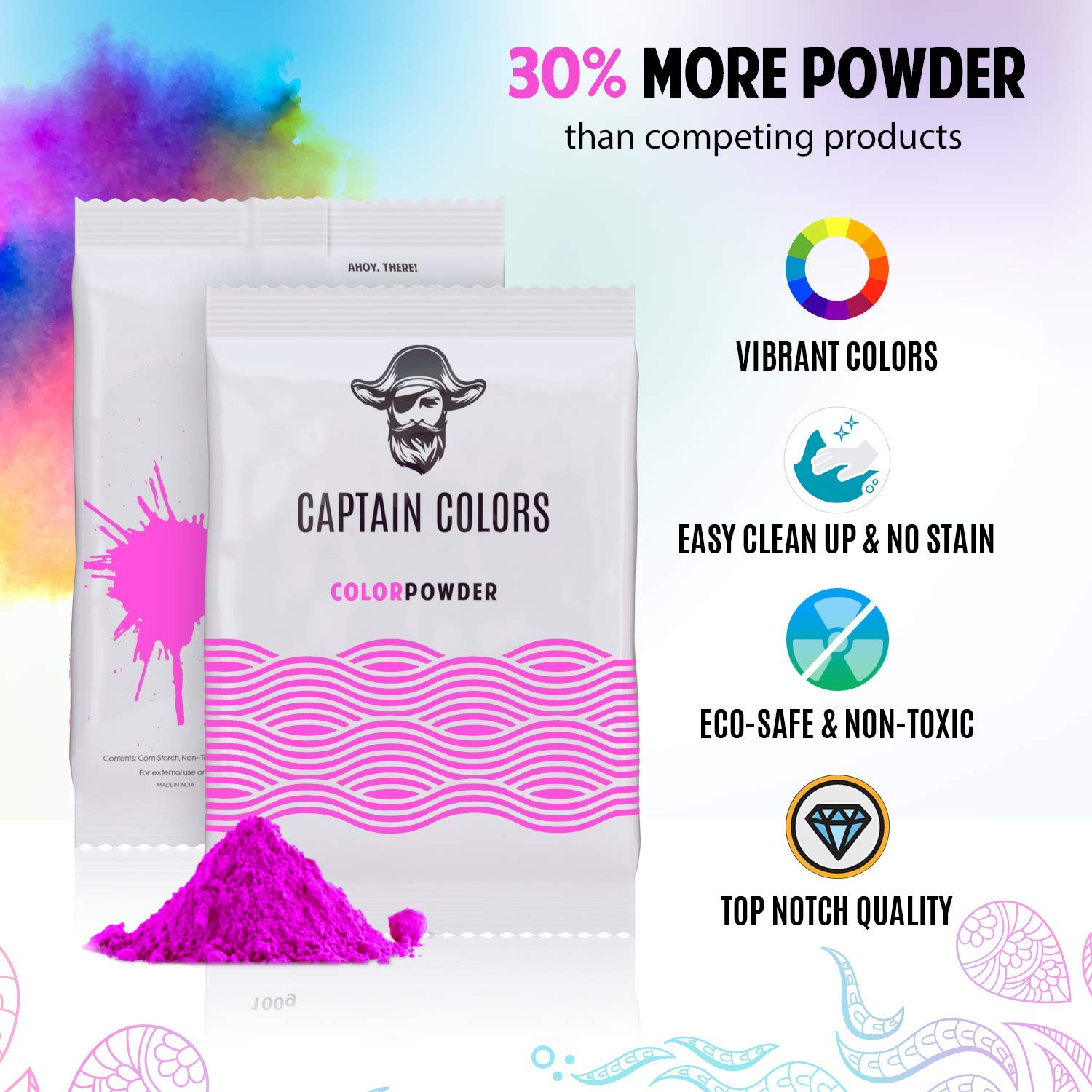 Mua Captain Colors x 100gram Each-Holi, 10 Natural Powders for Color ...
