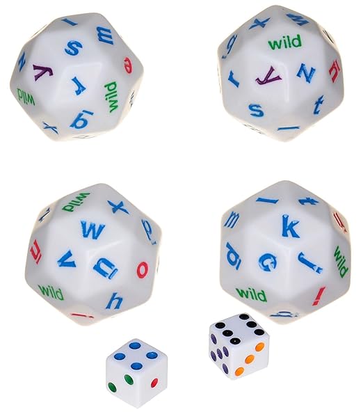 30-Sided ALPHABET Dice _ Bundle of 4 _ with 2 bonus white dice: Amazon.co.uk: Toys & Games