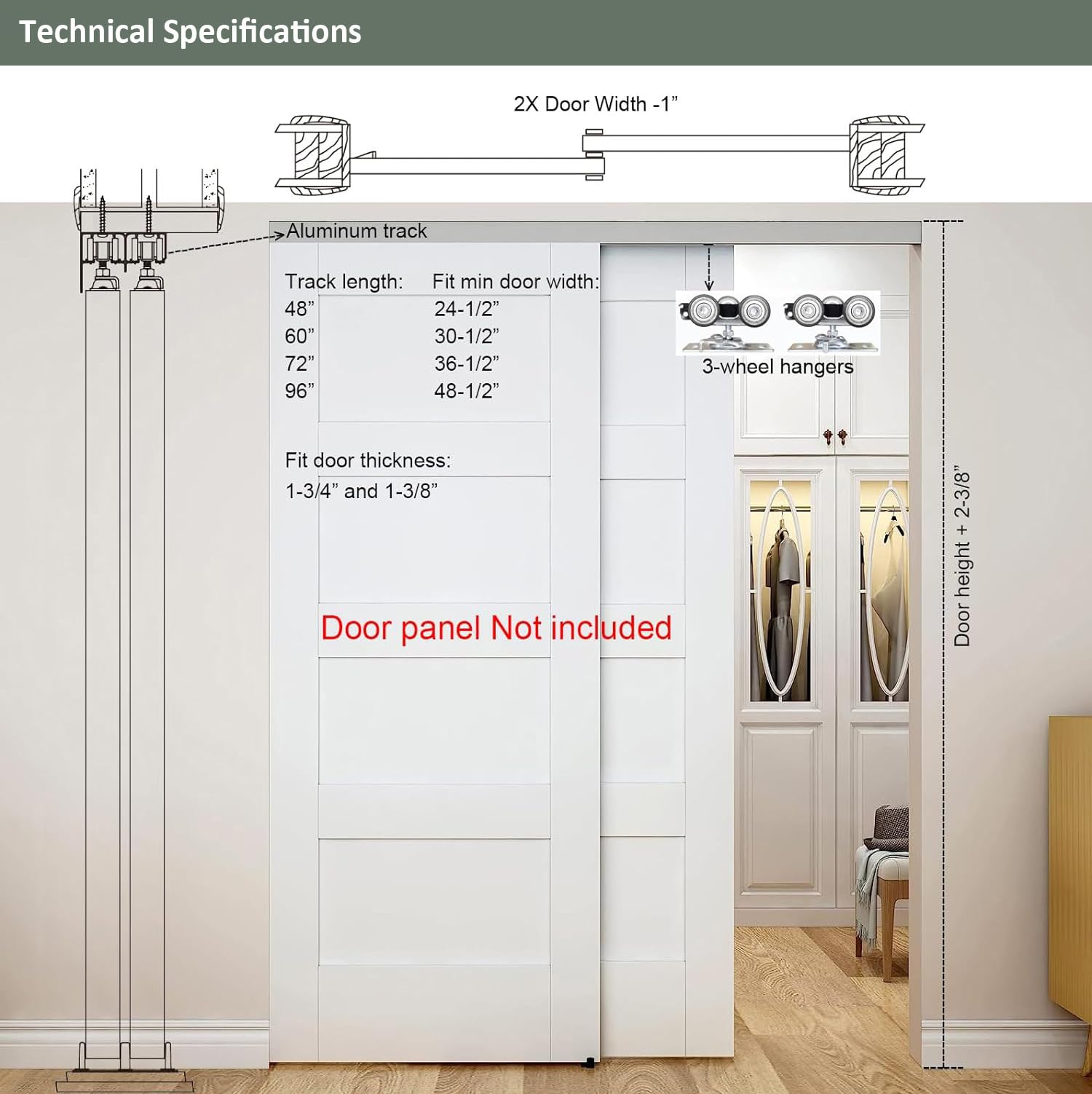 Mua 96" Ceiling Mount Bypass Sliding Door Hardware,Silver Box Rail ...