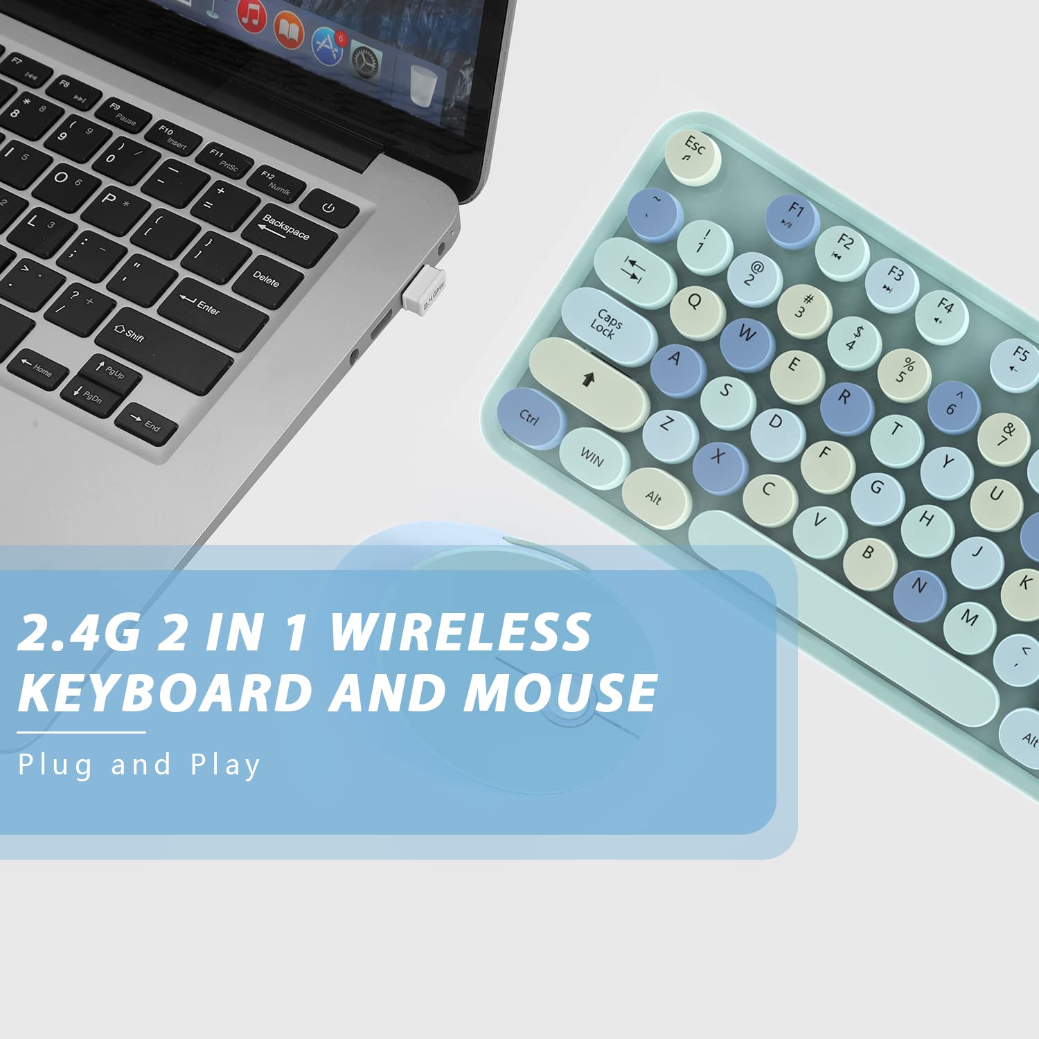 Mua Wireless Keyboard and Mice Combo,Retro Round Keys Full-Sized Cute ...