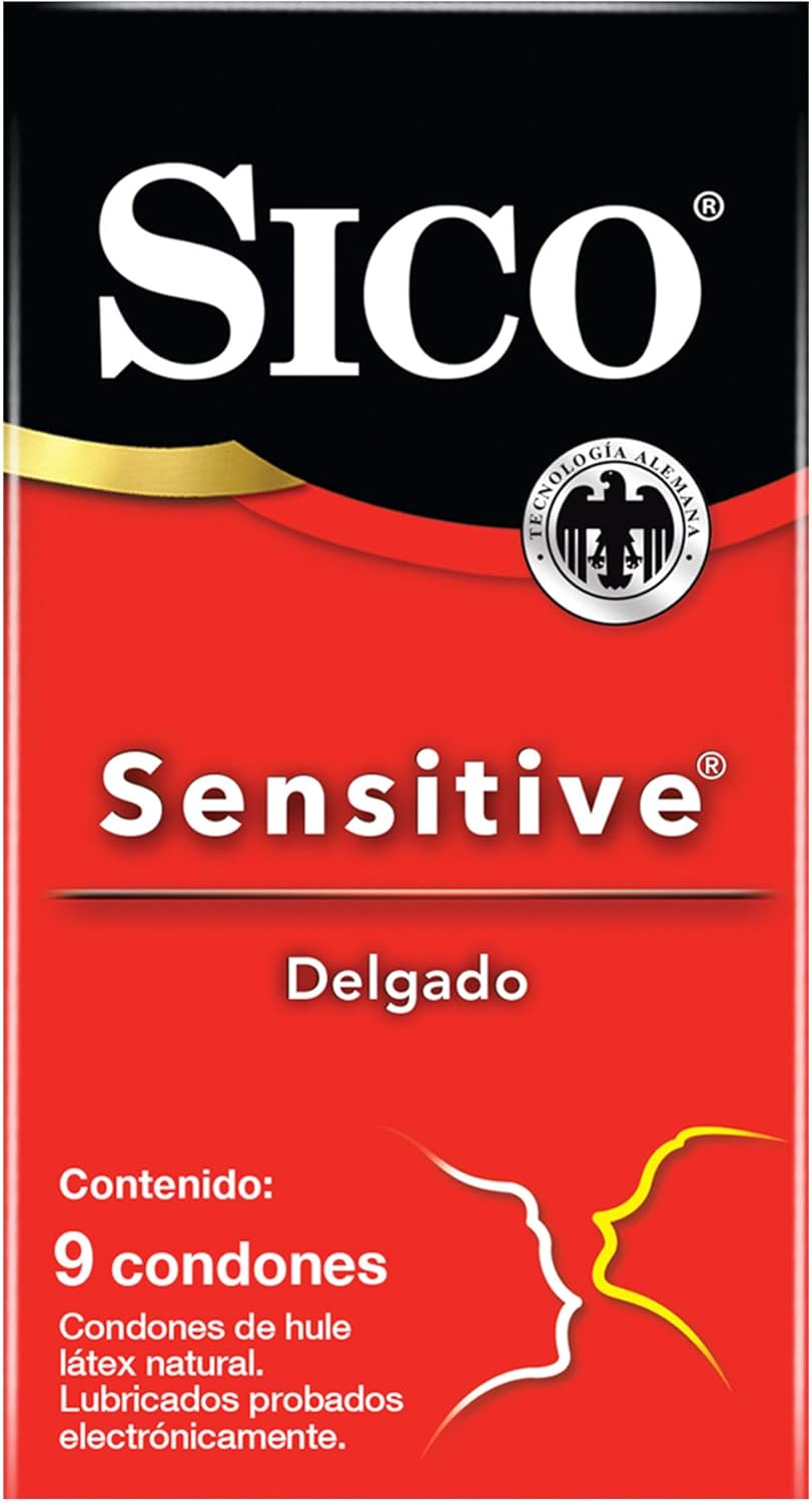 Cartera de preservativos de caucho látex natural Sico Sensitive con 9 piezas