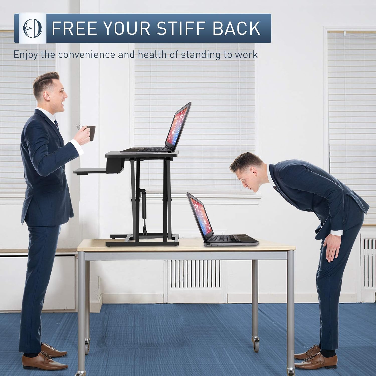 WORLDLIFT Standing Desk Converter – 32″ Height Adjustable Ergonomic Sit ...
