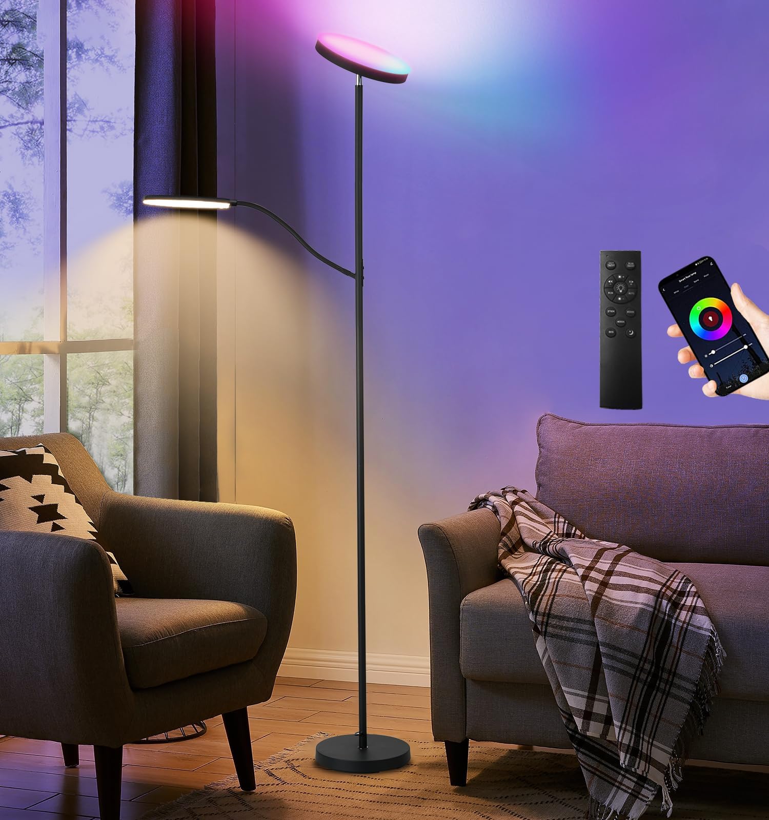 Floor Lamp, Mother & Child RGB Floor Lamp/Reading Lamp 24W/3000LM ...