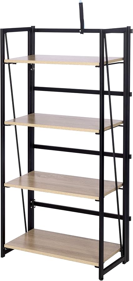 WOLTU Foldable Bookcase Heavy Duty 4 Tiers Portable Bookshelves ...