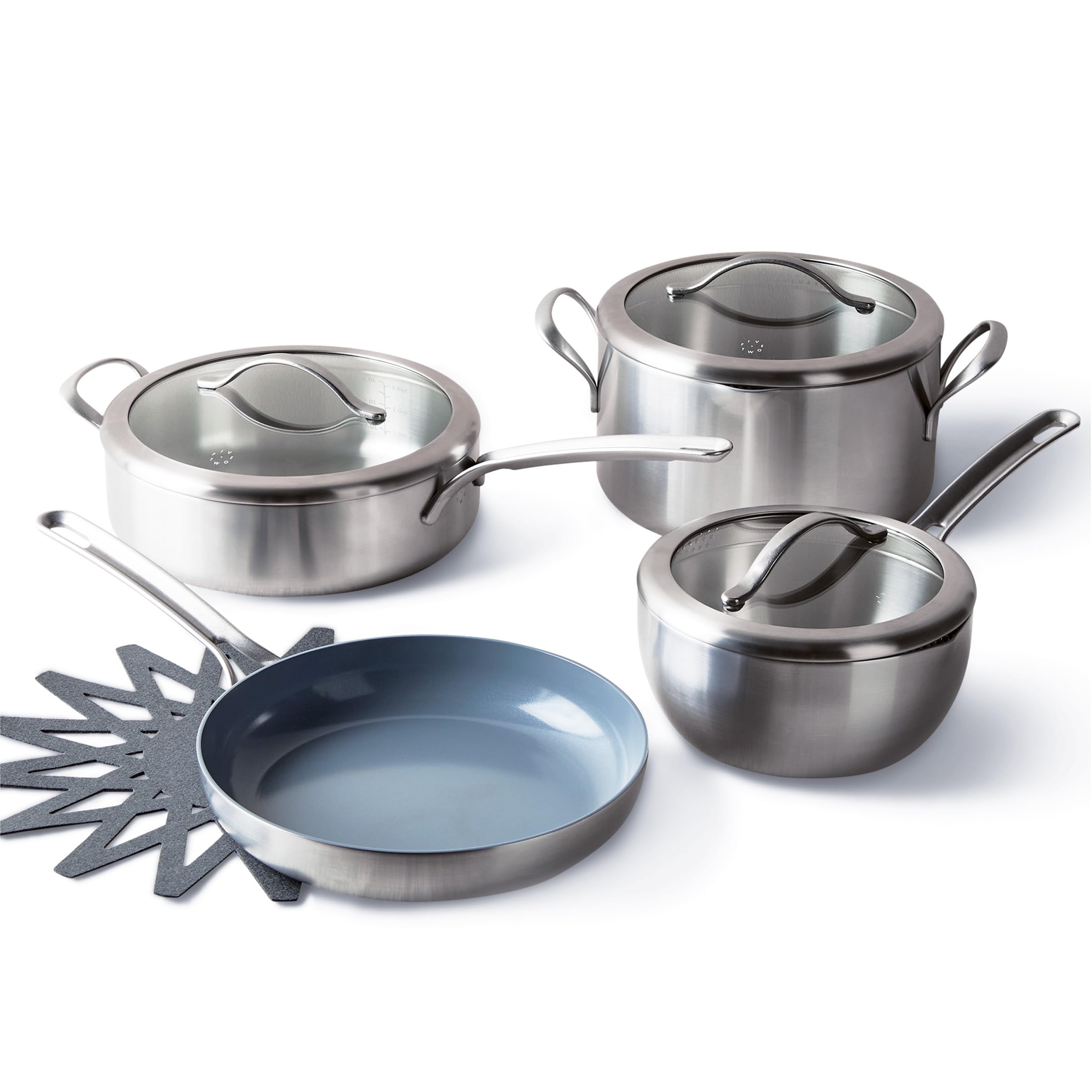 GreenPan X Food 52 Five-Two Essentials, Tri-Ply Stainless Steel 7 Piece ...