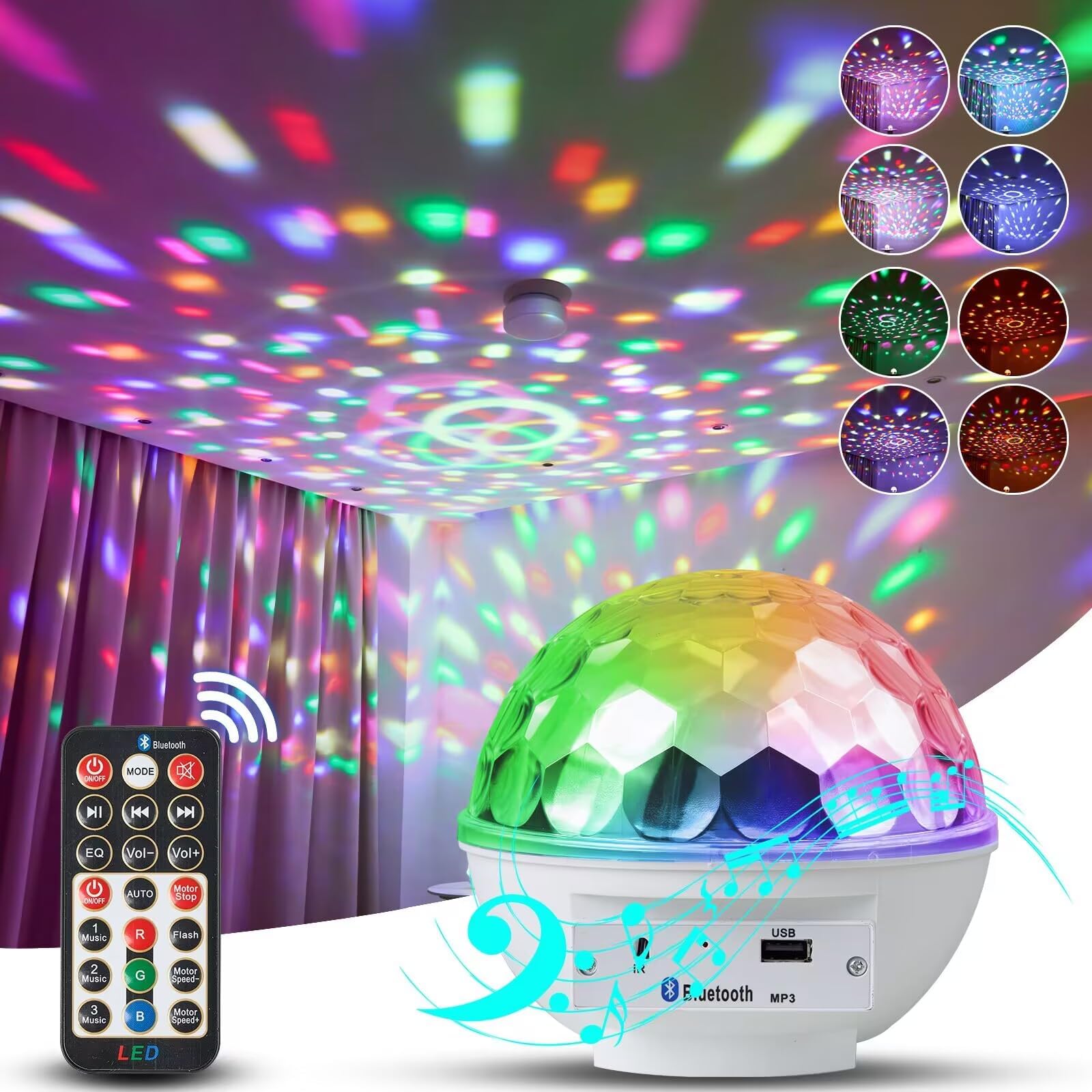 LLUOTE Disco Ball Lights RGB LED Rotating Party Stage Lights,Halloween ...