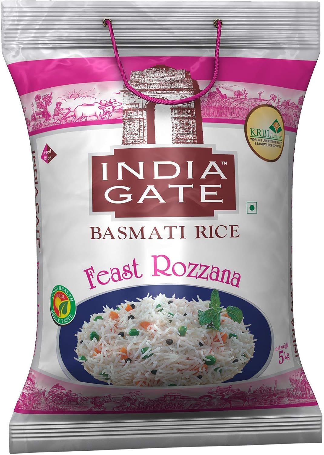 INDIA GATE Feast Rozanna Aged Basmati Rice | Everyday Rice, 5 Kg Pack ...