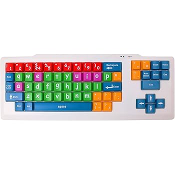 Amazon.com: Califone Kids Computer Keyboard USB Color Coded Keys By ...