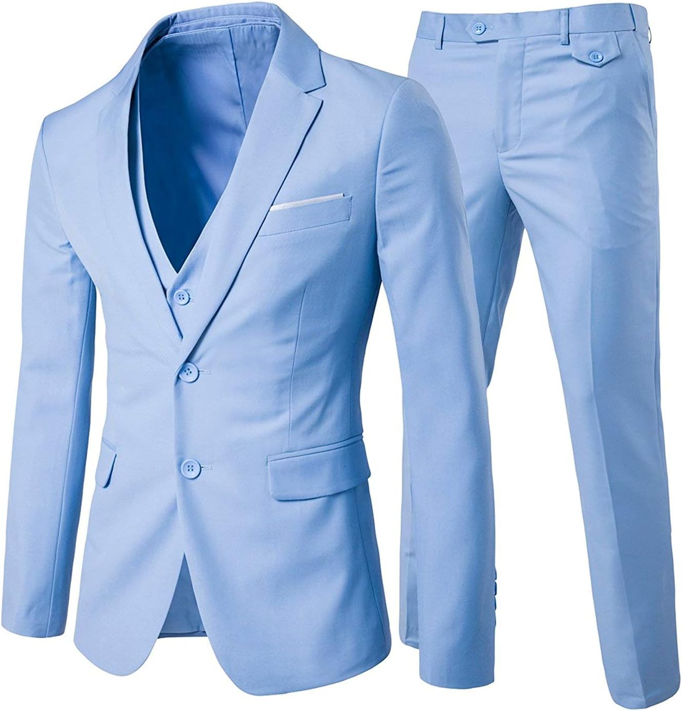 Cloudstyle Cloud Style Men's 3-Piece Suit 2 Buttons Slim Fit Solid ...