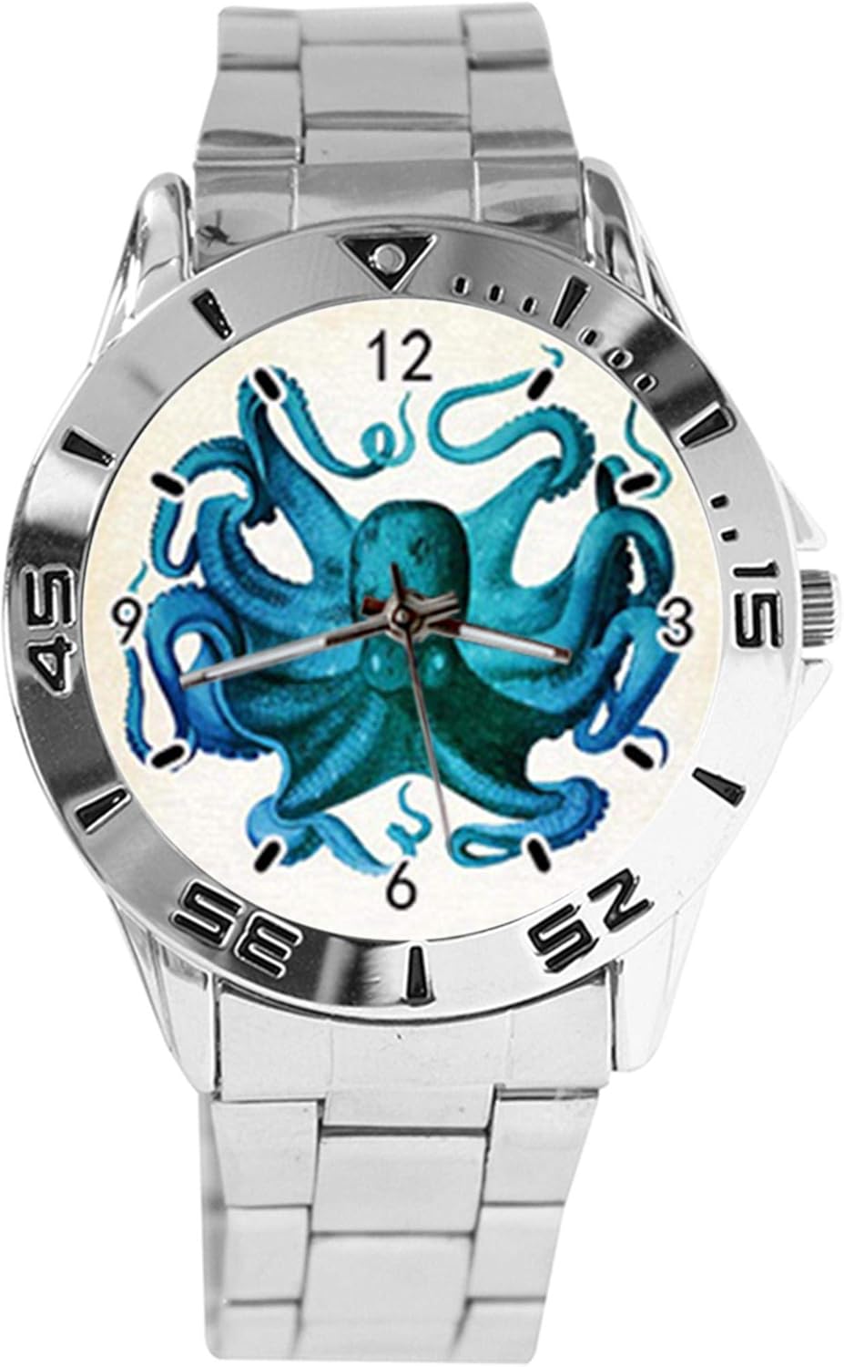 Vintage Octopus Custom Design Analog Wrist Watch Quartz Silver Dial ...