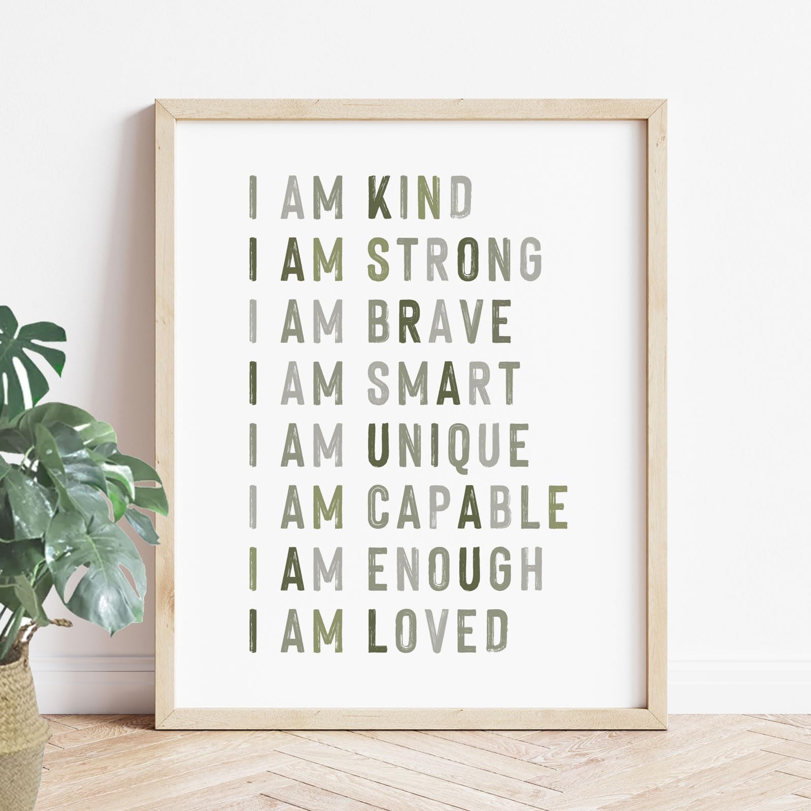Positive Affirmations, Classroom Wall Art, Green Nursery Wall Decor ...