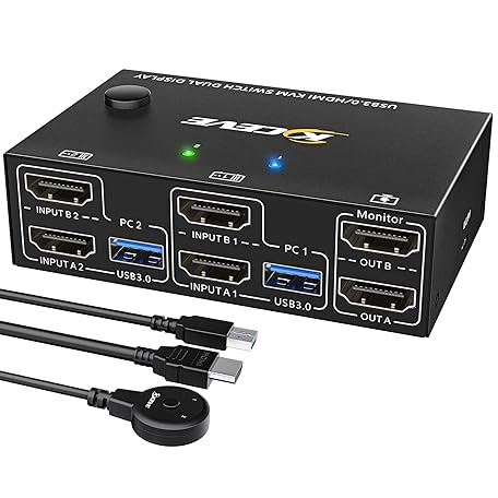 Mua Dual Monitor HDMI KVM Switcher, 4K@60Hz, 2-Port Extended Display ...
