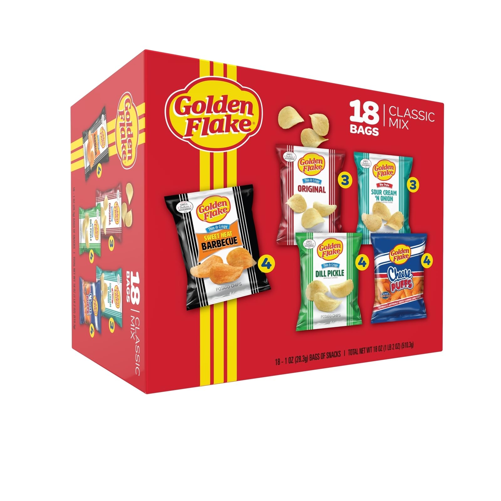 Golden Flake Classic Mix Variety Pack, 18 ct, 1oz. Bags; Thin & Crispy ...