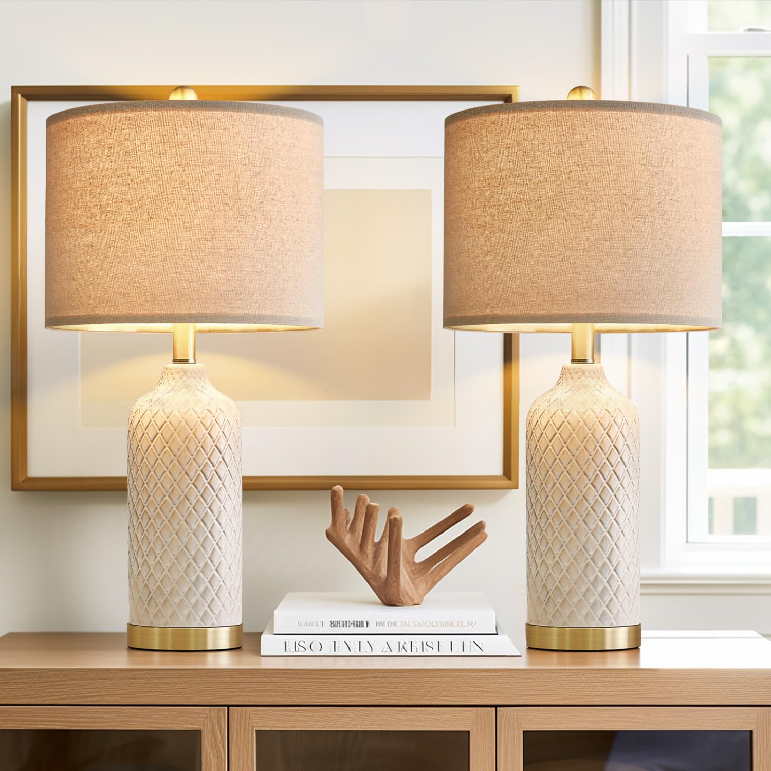 G-SAFAVA 24.25" Table Lamps Set of 2 Modern Ceramic Lamps for Living ...