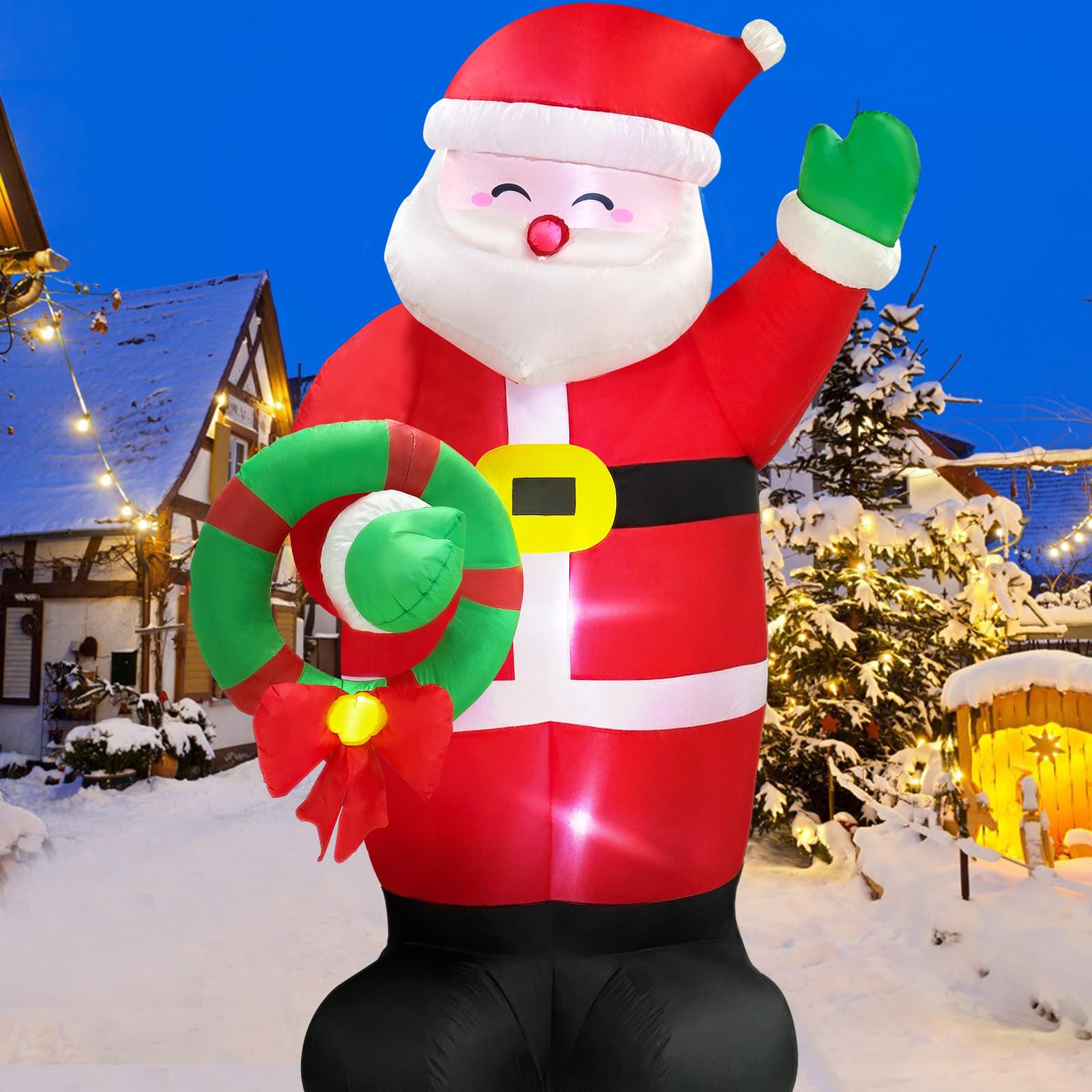 Danxilu 6FT Christmas Inflatable Santa Outdoor Yard Decorations, Blow ...
