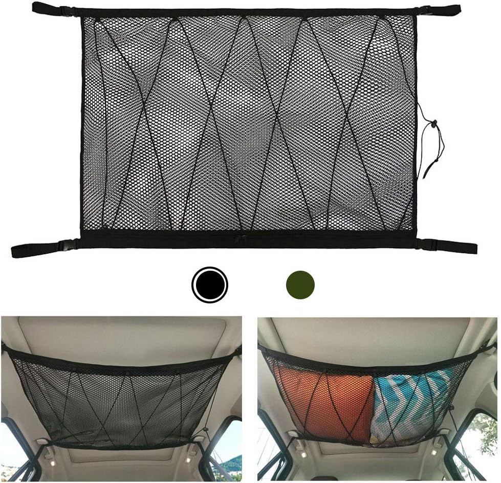 Car Ceiling Cargo Net Pocket – Interior Overhead Roof Top Bag Hanging ...