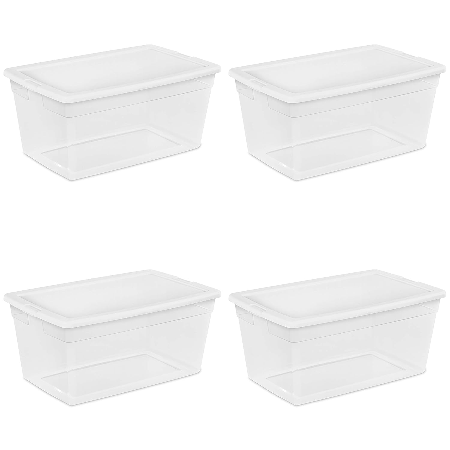 Lidded Storage Bins Home Sterilite 19148006 48 Quart Hinged Storage Box See Through Base With 