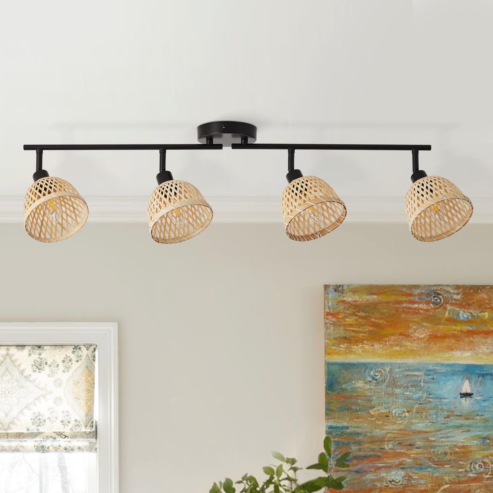 Csetuay Farmhouse Track Lighting Kit Ceiling Light Fixtures Black ...