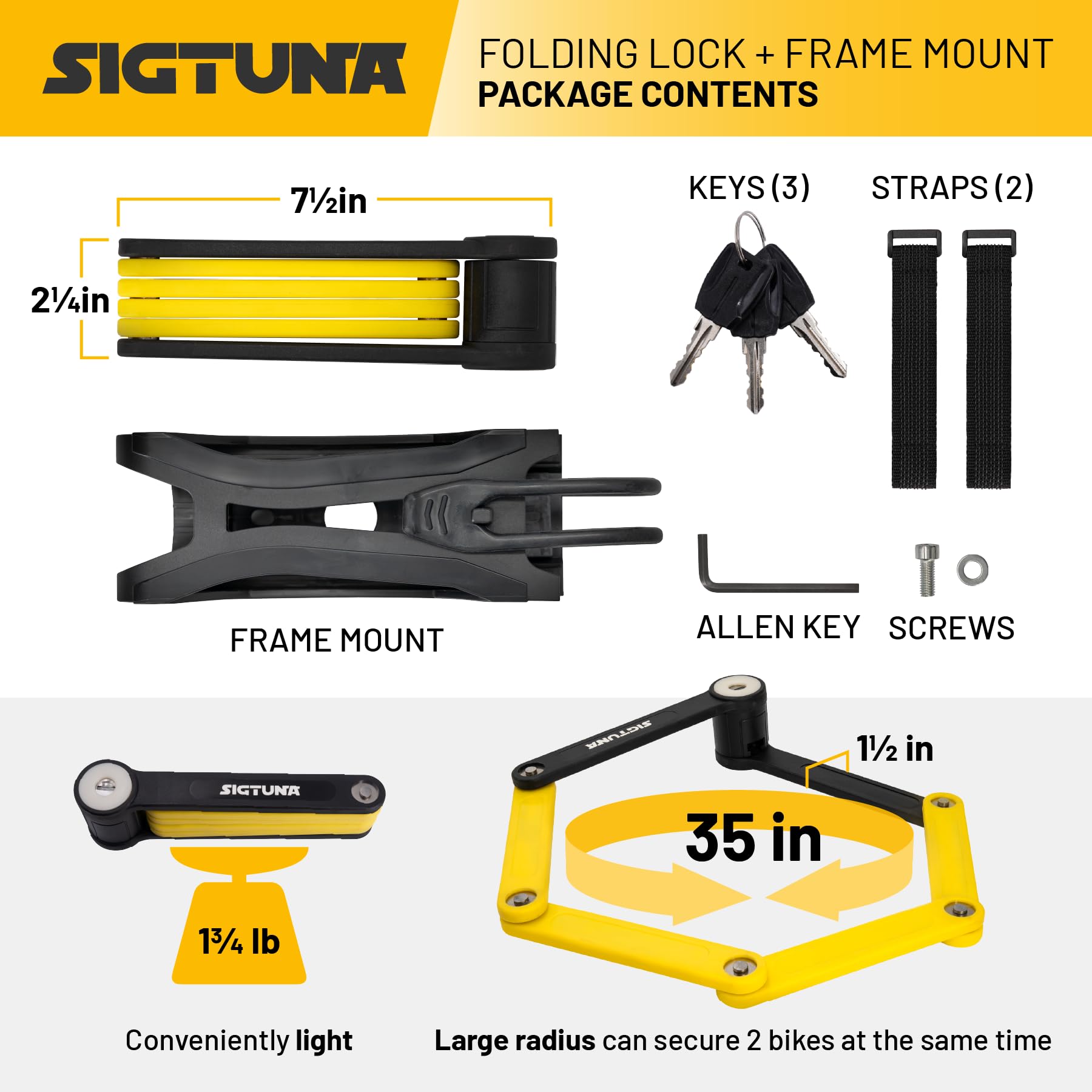Mua SIGTUNA Folding Bike Lock - Hardened Steel 8mm Fold-Up Heavy Duty ...