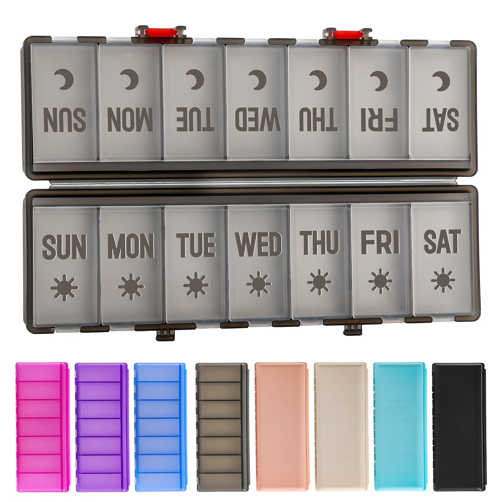 Foldable Pill Organizer 2 Times a Day w/Etched Labels -Dual Protection ...