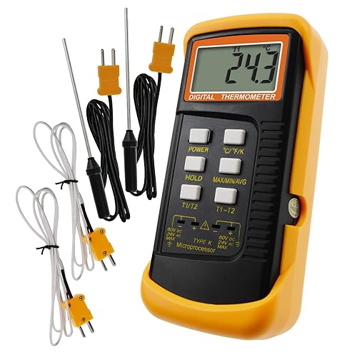 Thermocouple Thermometer Digital K Type Dual Channel Thermometer HVAC ...