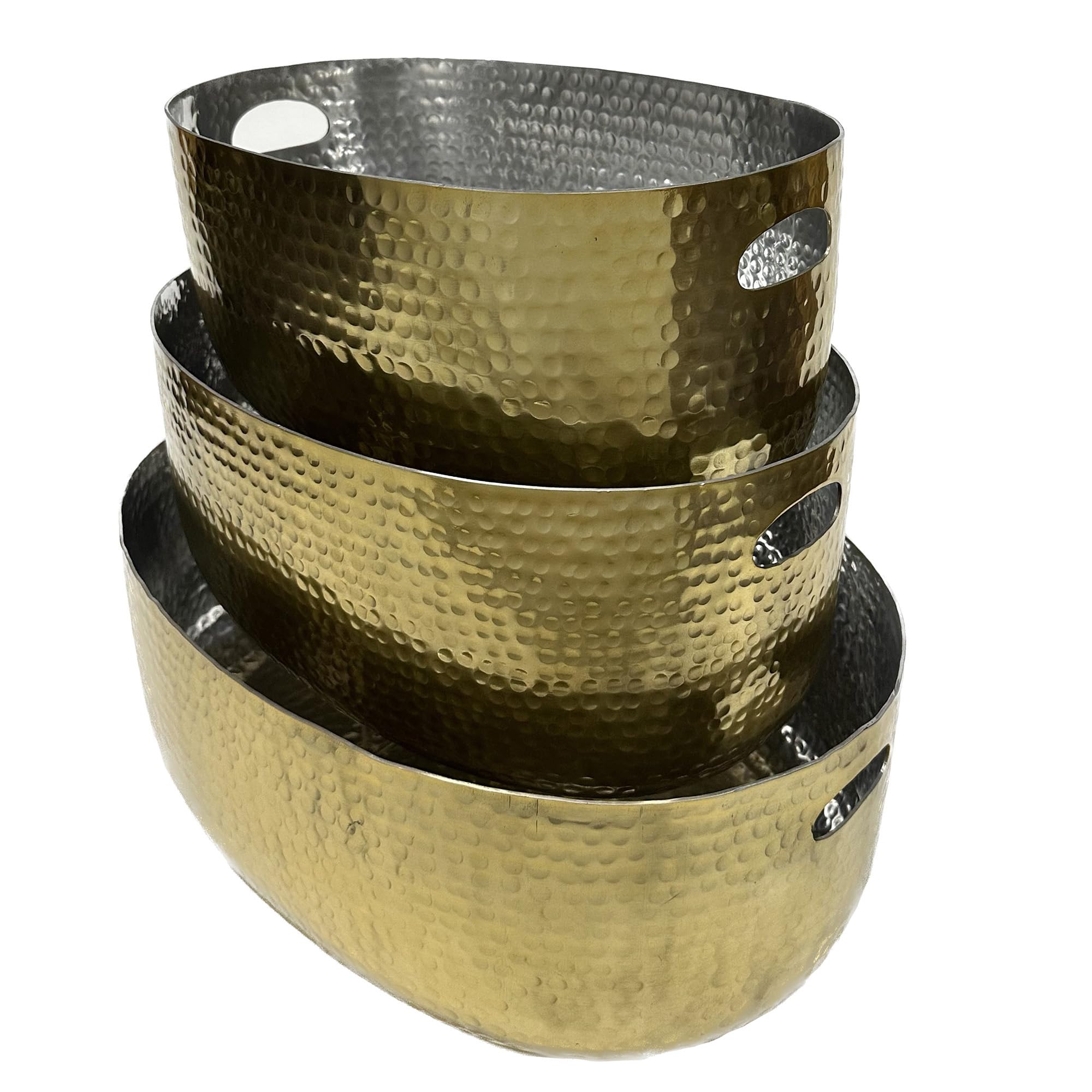 India Handicrafts Oval Hammered Design Cutout Handles, Metallic Gold 21 ...