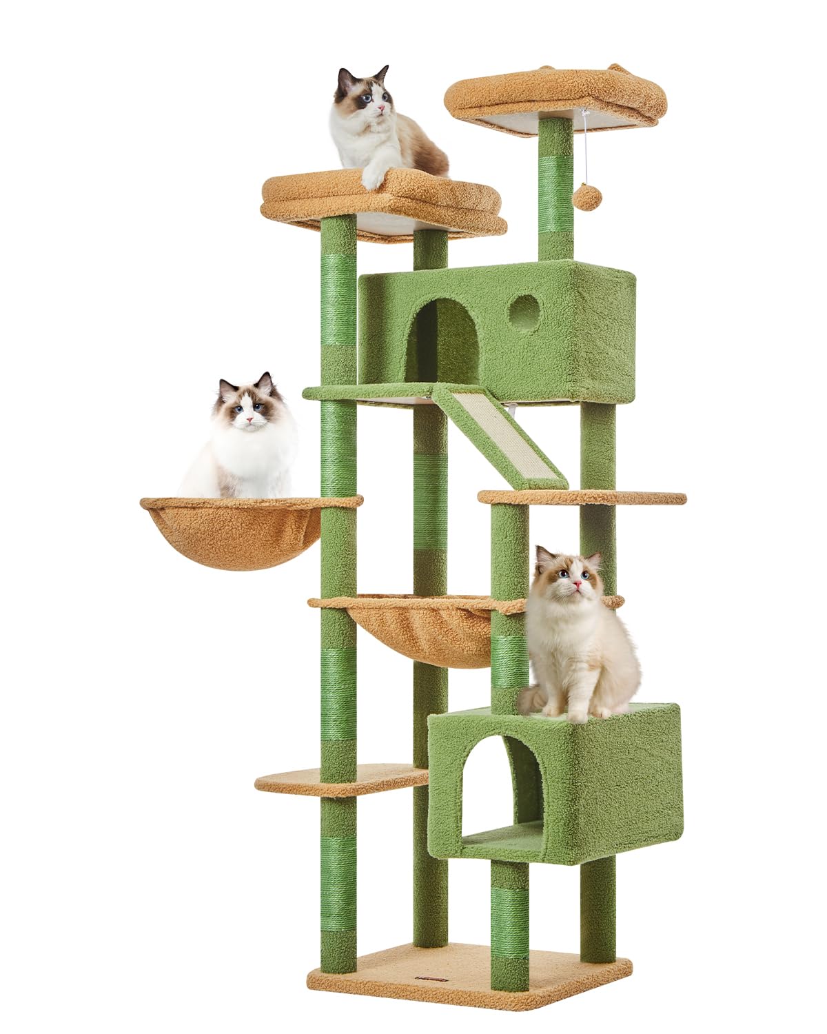 Taoqimiao 71-Inch Large Cat Tree for Large Cats, Plush Multi-Level Cat ...