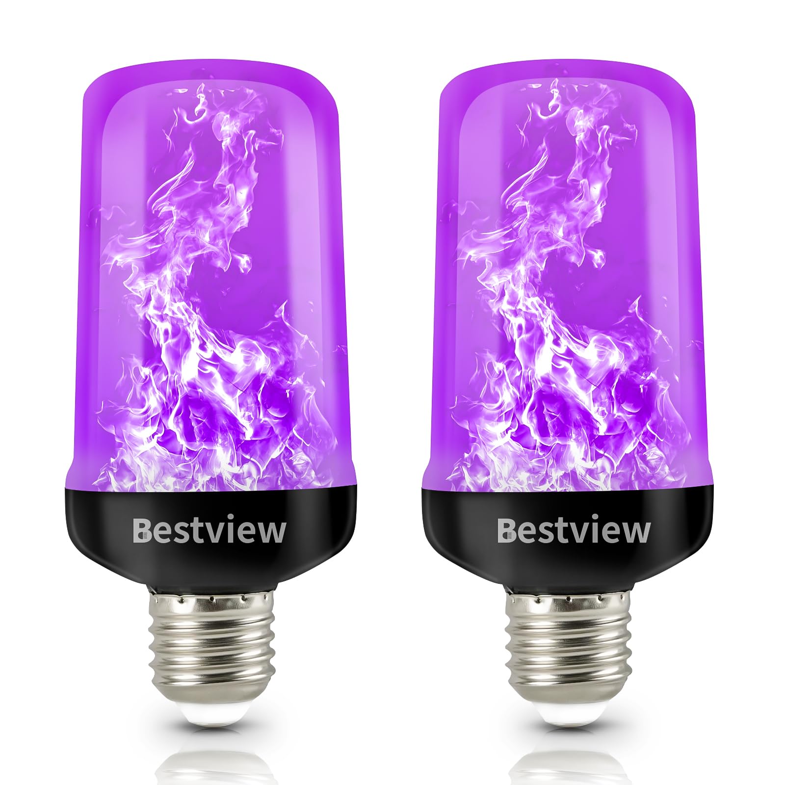 Bestview LED Flame Effect Light Bulbs,4 Modes Smart E26/E27 Base ...