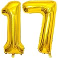 Amazon.com: Gold 17 Number Balloons, 40 Inch Giant Number 17 Balloons ...