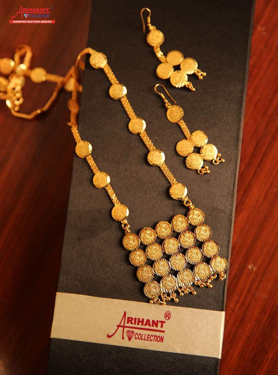 Buy Arihant Collection 24 Carat Gold Plated Brass Jewellery Set with ...