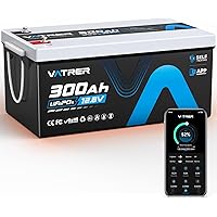 VATRER POWER 12V 460Ah Lithium LiFePO4 Battery, Low Temp Cutoff RV Battery with 300A BMS, APP ...