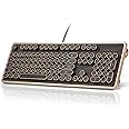 Amazon.com: GLENCREAG RK104 Retro Mechanical Keyboard, Wired Full-Size ...