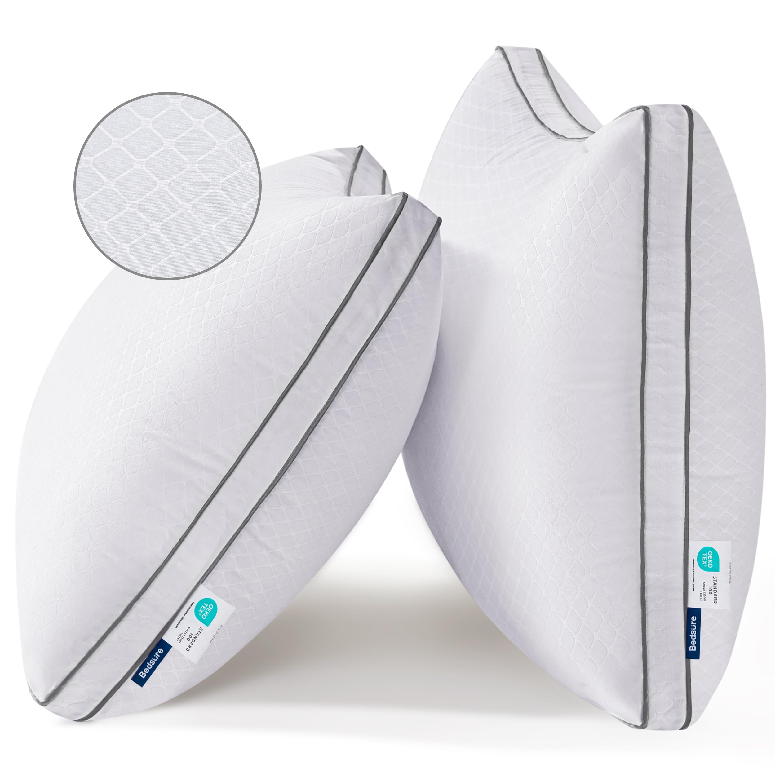 Bedsure Queen Pillows Set of 2 - Fluffy Hotel Quality Bed Pillows with ...