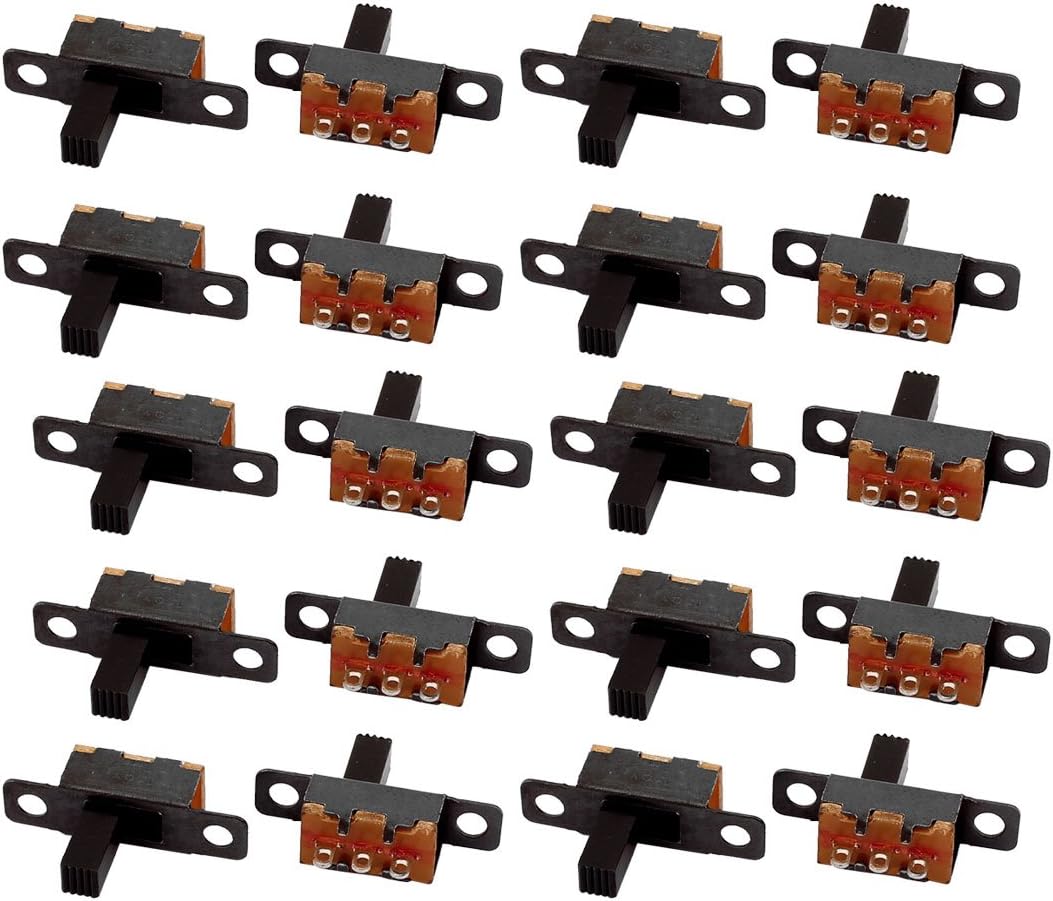 sourcingmap 20Pcs 2 Position 3P SPDT Panel Mount Micro Slide Switch Latching Toggle Switch ...