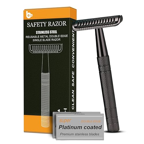 Stainless Steel Safety Razor with 10 Blades, Reusable Metal Single ...