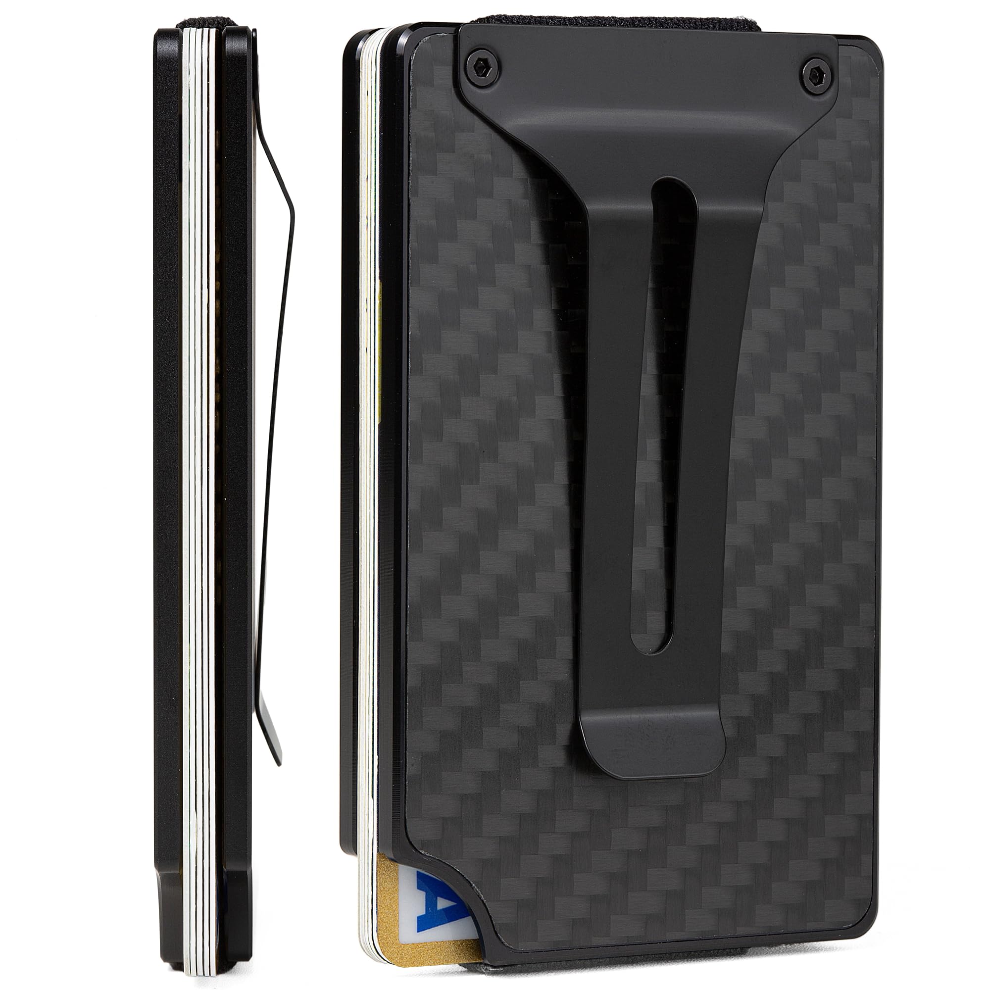 GOLRIDI Wallet for Men, Slim Minimalist Carbon Fiber Wallet with Metal ...