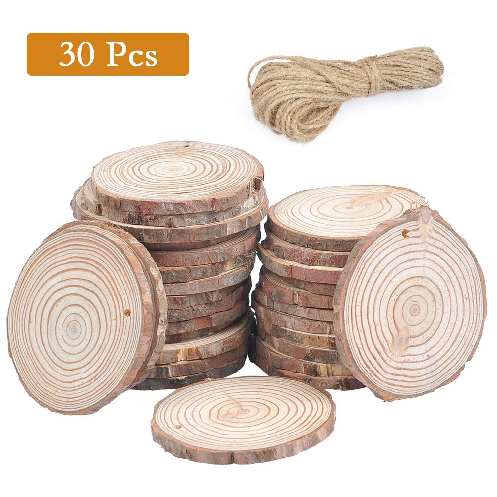 TIMESETL 30PCS Natural Wood Slices 6-7cm Wood Discs Wood Log Slices ...