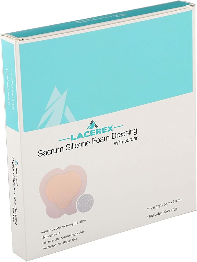 Amazon.com: Sacrum Bordered Silicone Foam Dressing for Wound Care 7" x ...