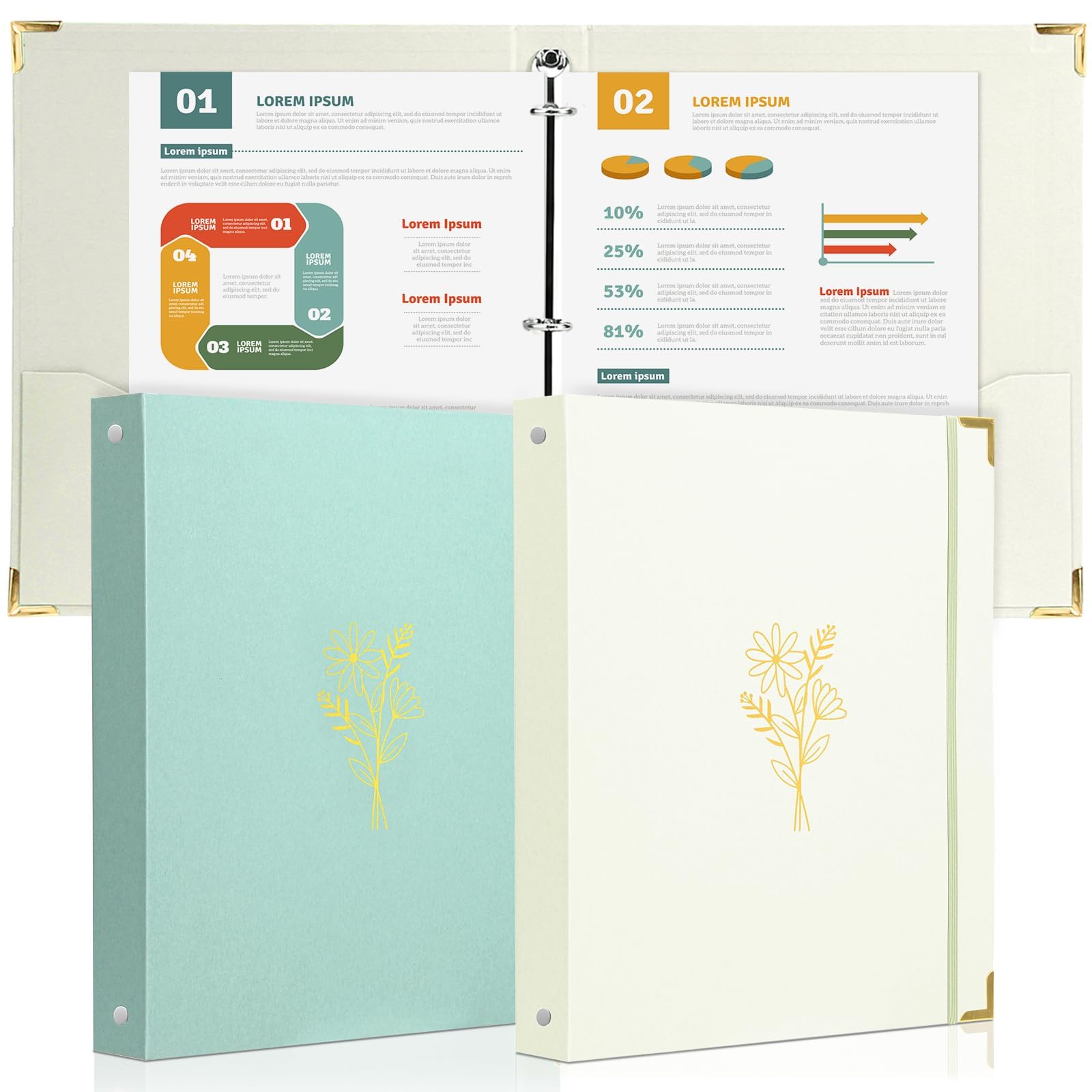 EHWINE Aesthetic 1-Inch 3 Ring Binder Set of 2, Cute Binder Organizer ...