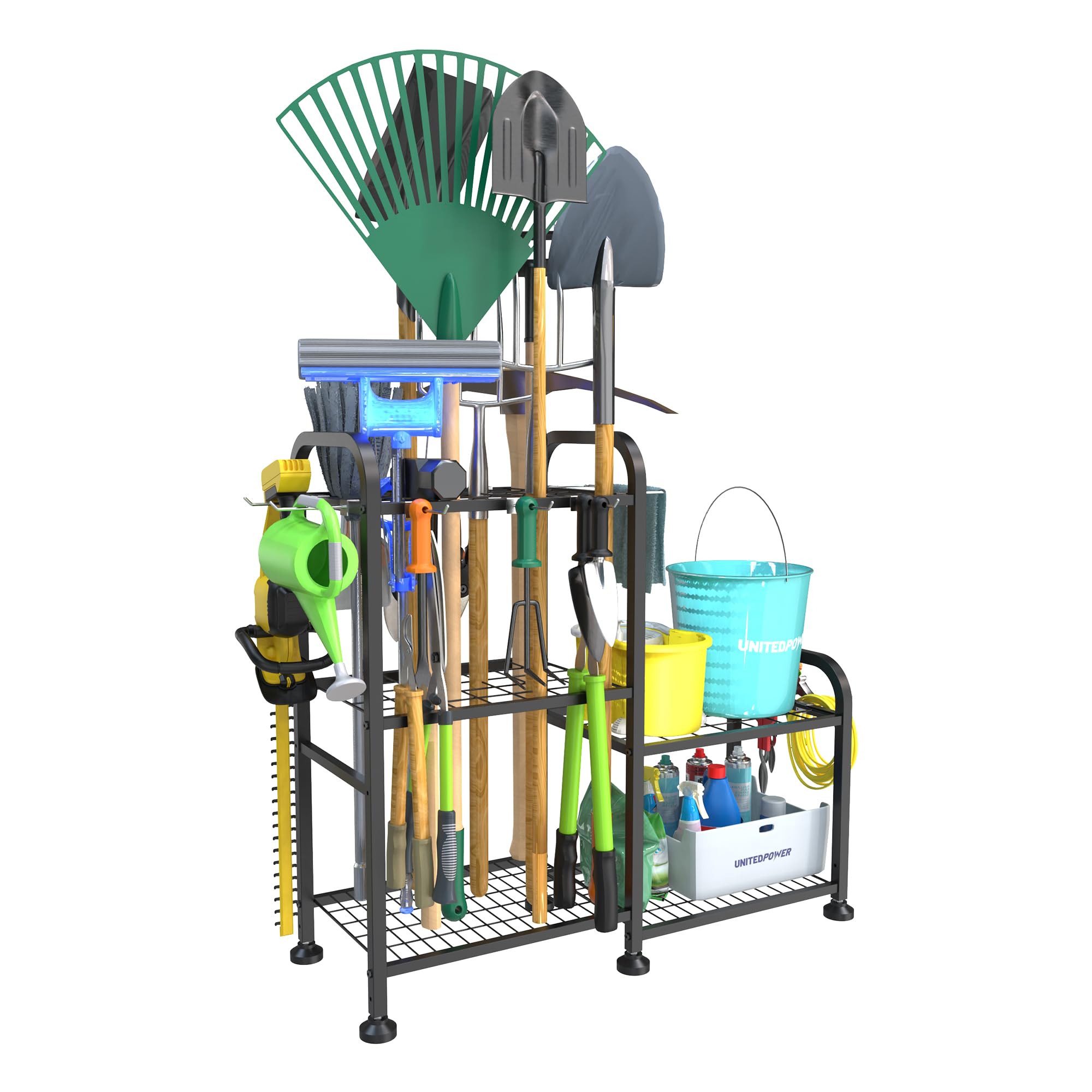 UNITEDPOWER Garden Tool Organizer, Tool Storage Rack with Shelves and ...