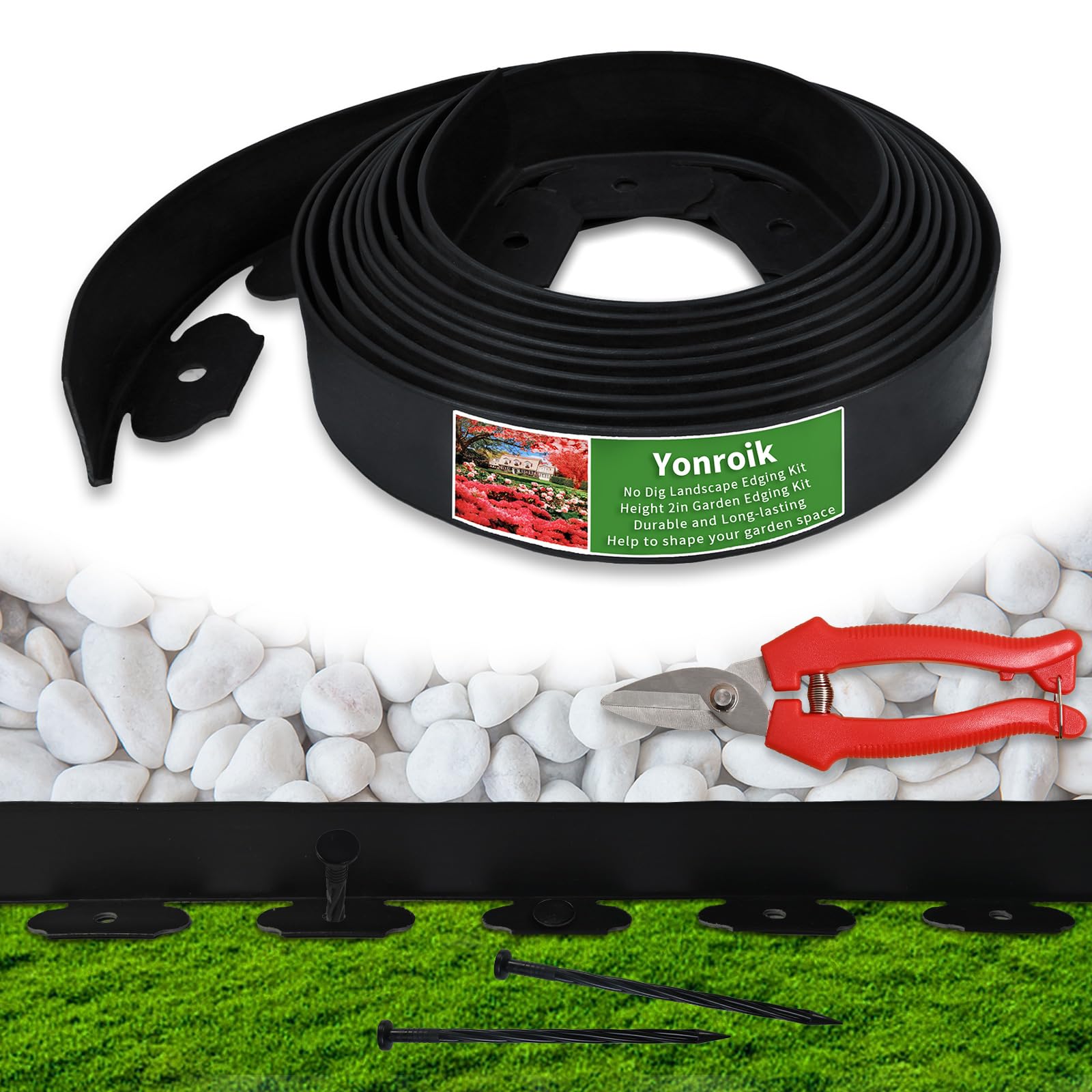 Yonroik No Dig Lawn Edging Kit,40 FT Landscape Edging Border with ...