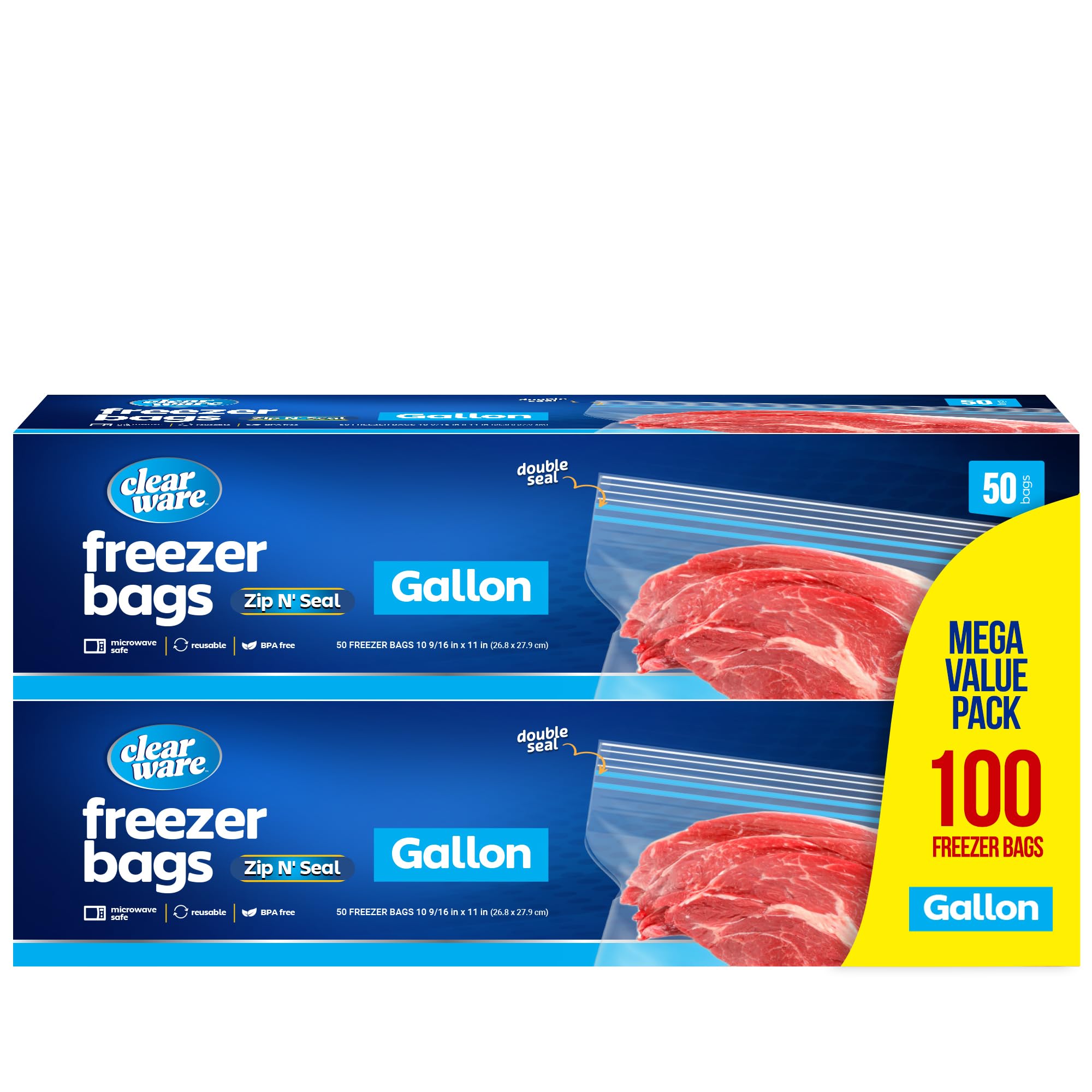 Mua Gallon Freezer Bags, Double Zipper Seal - 100 Count, Thick ...