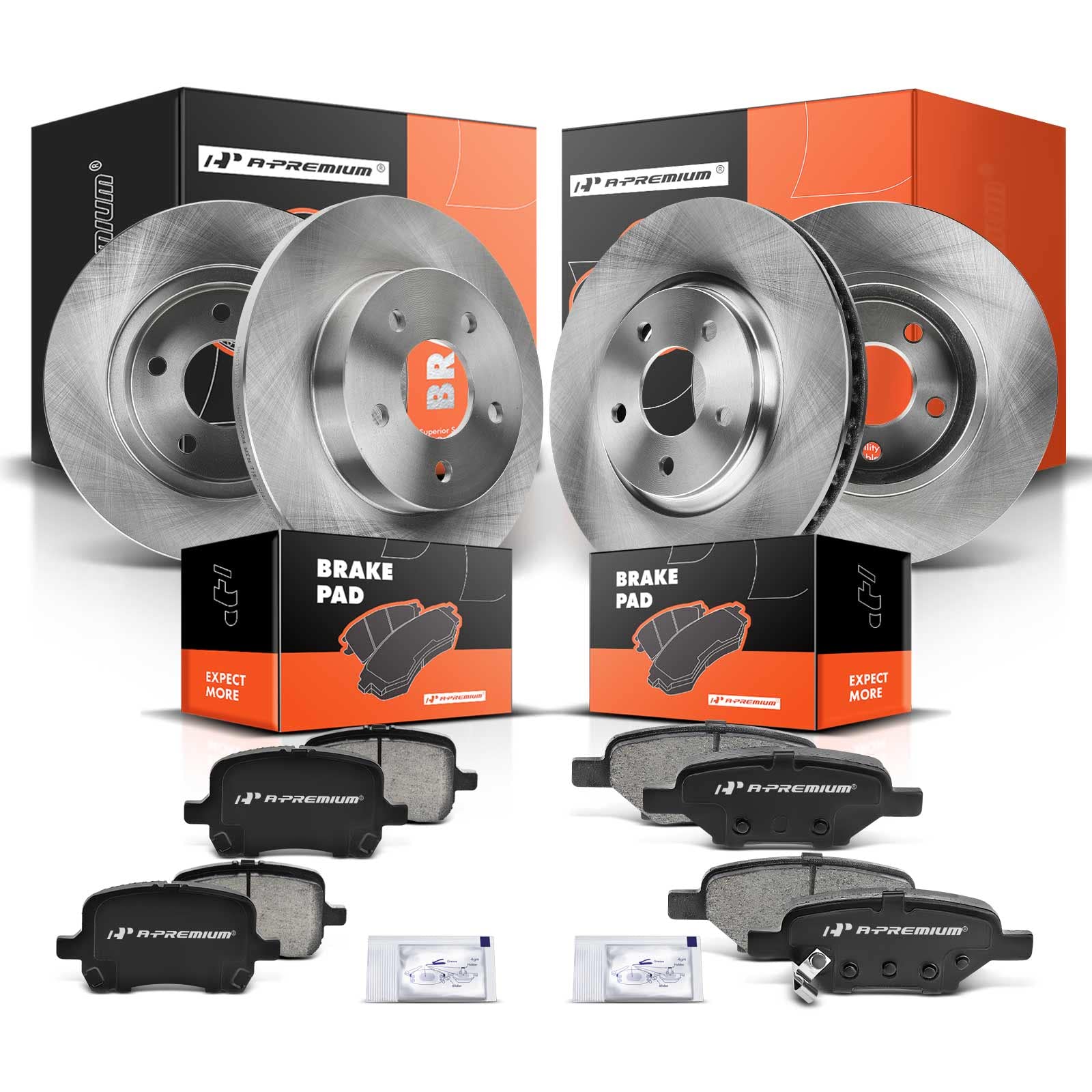 A-Premium Front Vented & Rear Solid Disc Brake Rotors + Ceramic Pads ...