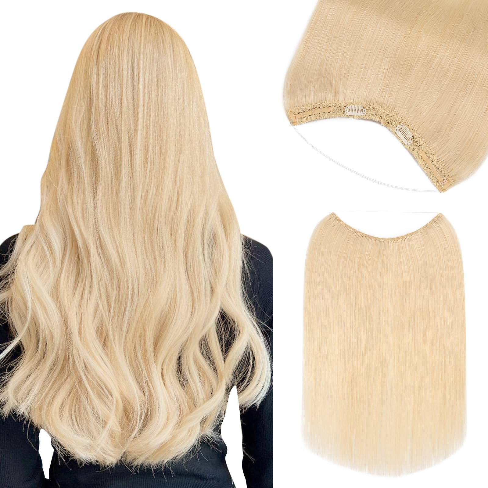 Halo Hair Extensions, Benehair Halo Blonde Hair Extensions for Women ...