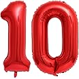 Amazon.com: Lovoir 40 Inch Red Number Balloon 10 Large Size Jumbo Digit ...