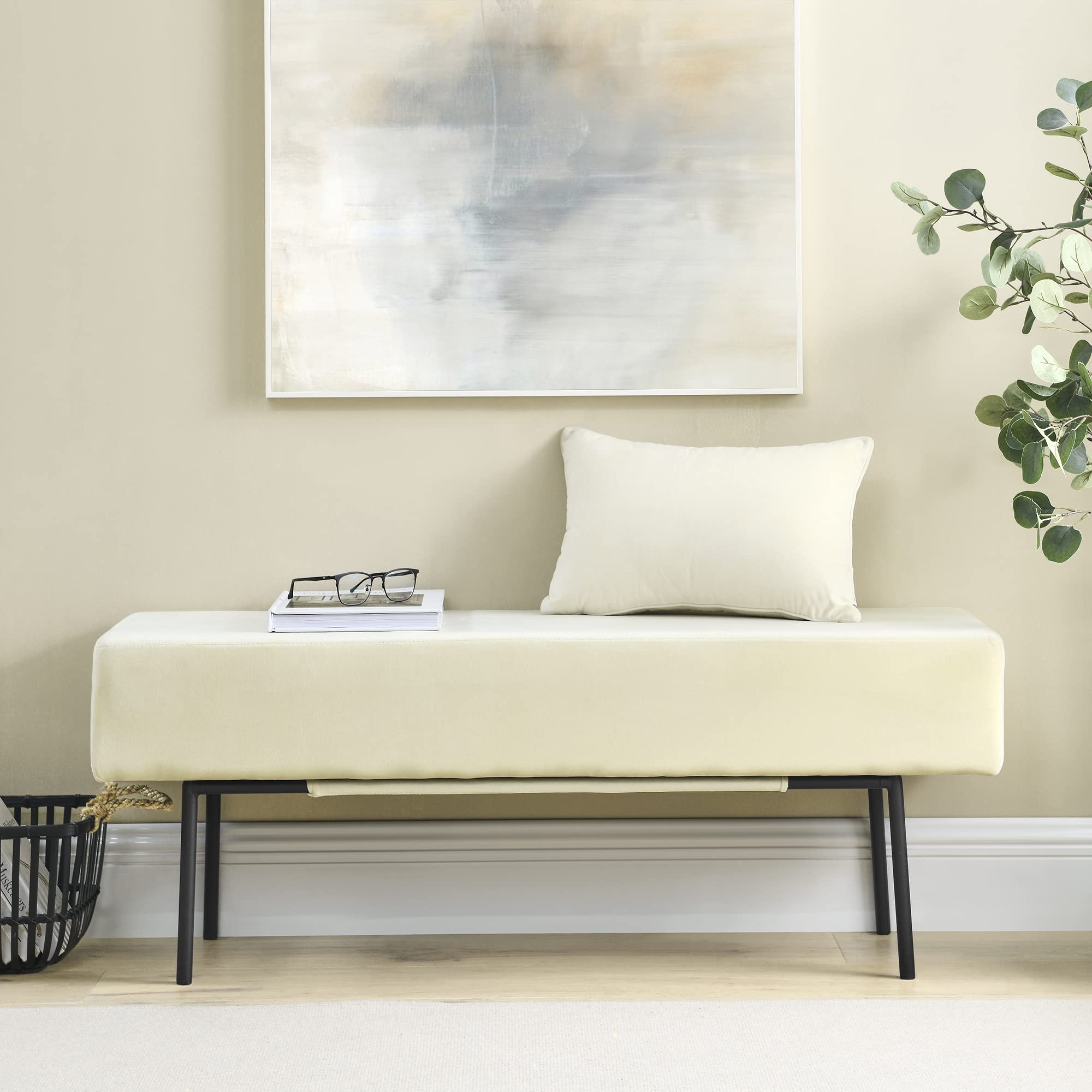 Mua 45" Ottoman Bench Upholstered Tufted Bench Modern Entryway Bench ...