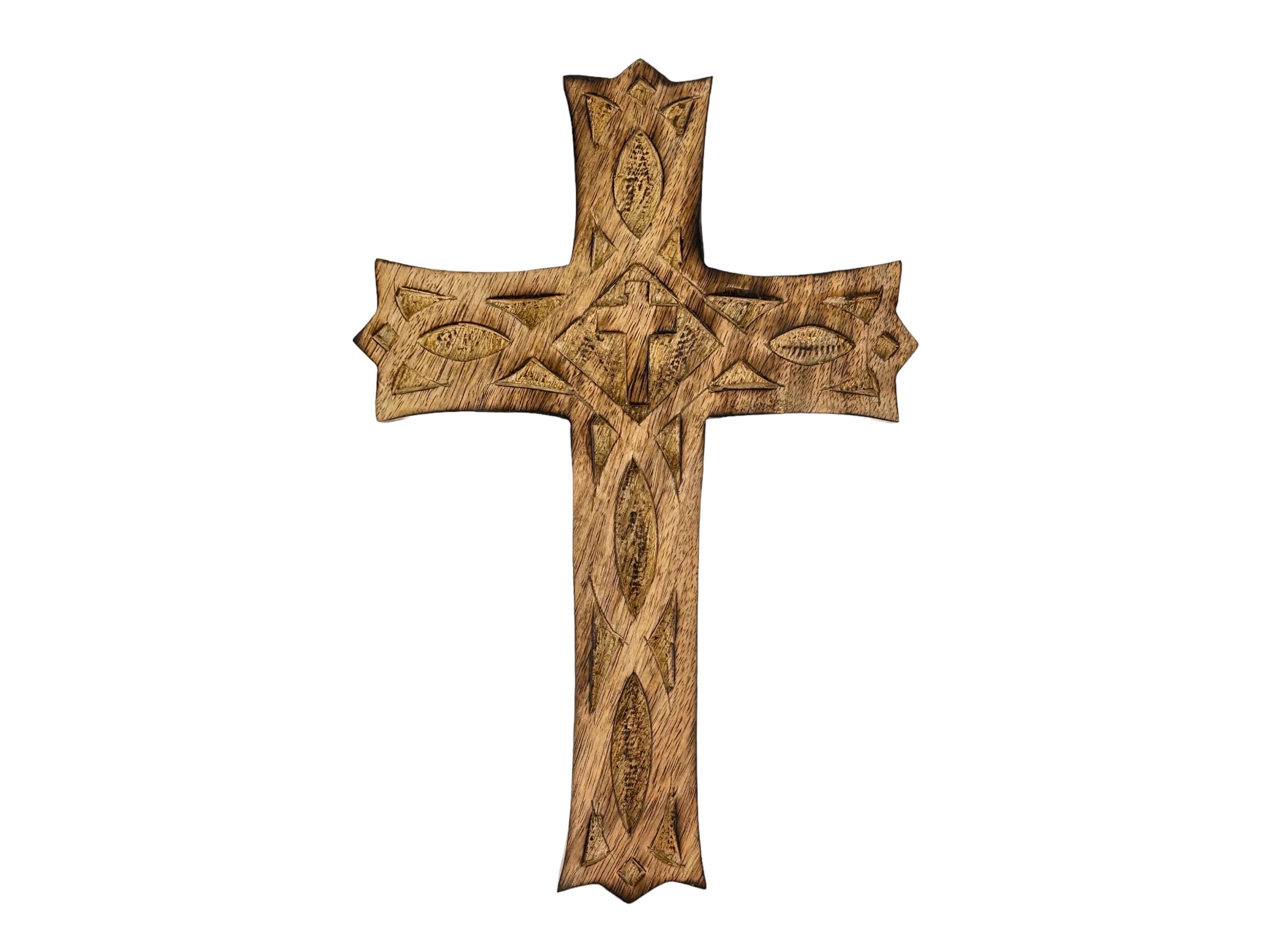 Wooden Cross 12 Inches Handmade Catholic Crucifix Wood Wall Cross ...