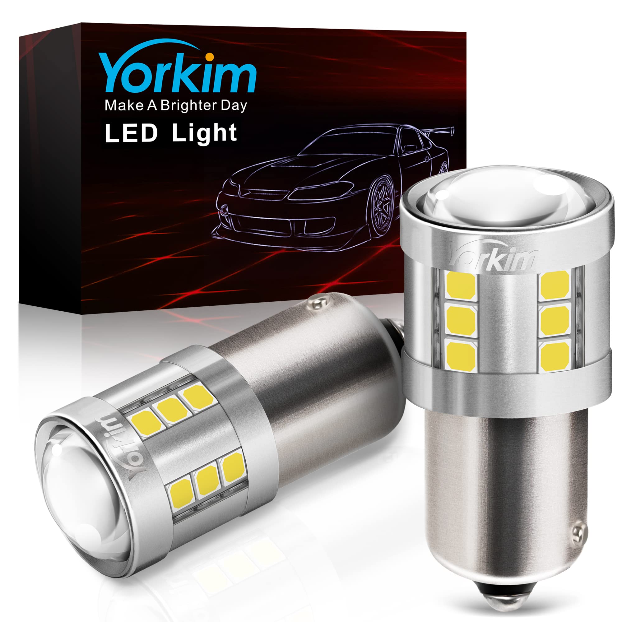 Yorkim 1156 LED Bulb White, 3000 Lumens 300% Super Brighter LED Reverse ...