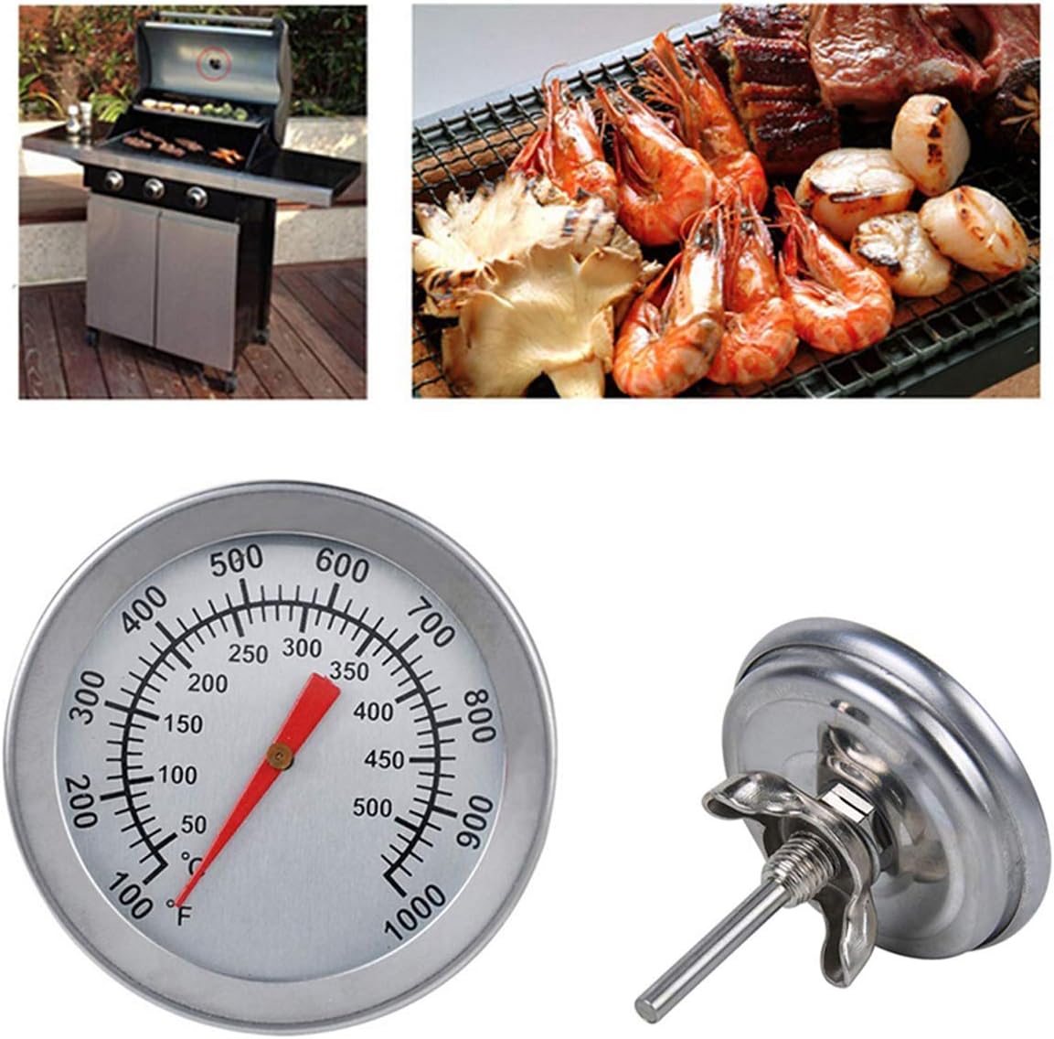 SANON BBQ Thermometer Gauge,Stainless Steel Charcoal Grill Smoker ...